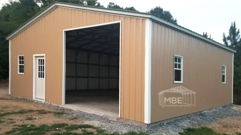30x36x10 Vertical Roof Metal Garage – Metal Building Experts